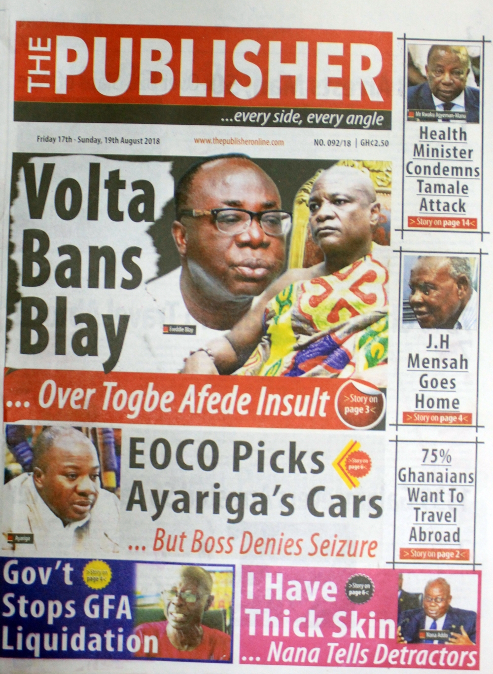 Newspaper headlines: Friday, August 17, 2018