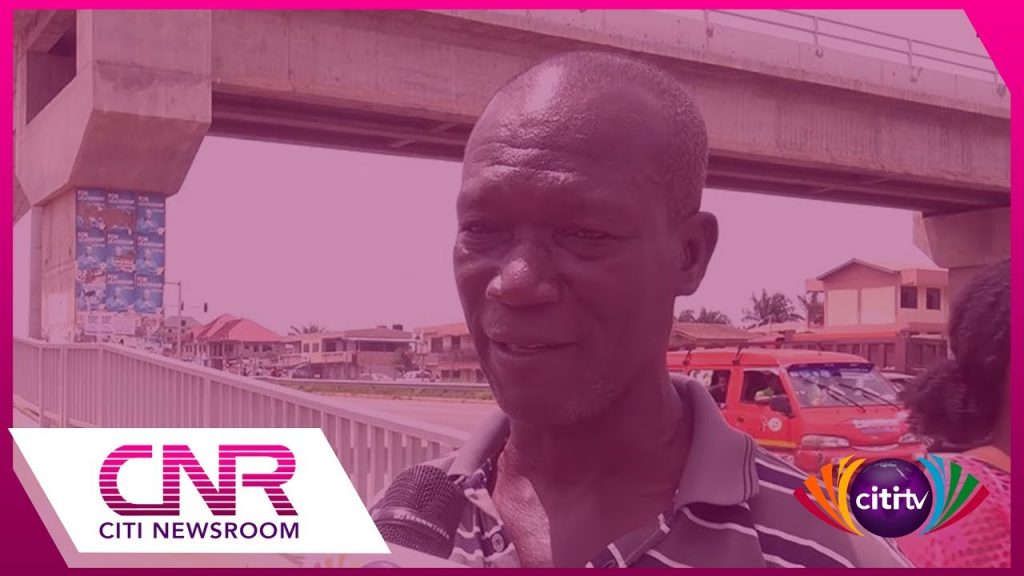 Pedestrians on the recently constructed footbridges on Madina-Adenta ...