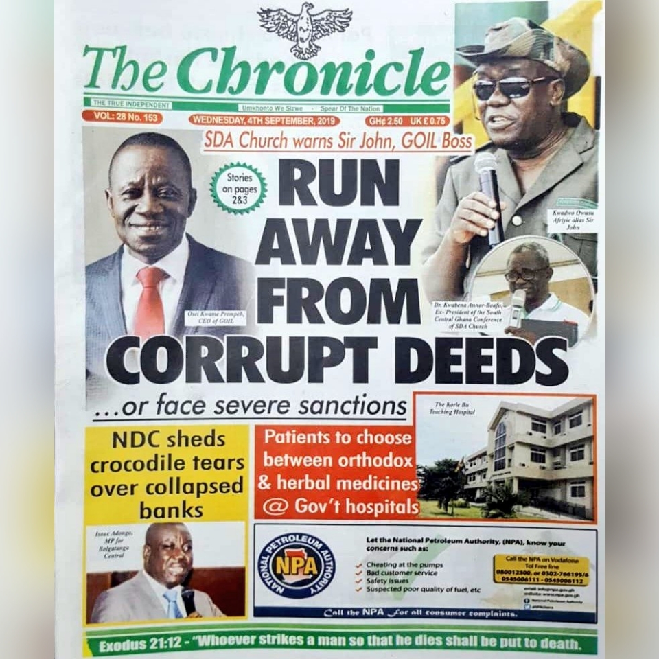 Newspaper headlines: Wednesday, September 4, 2019