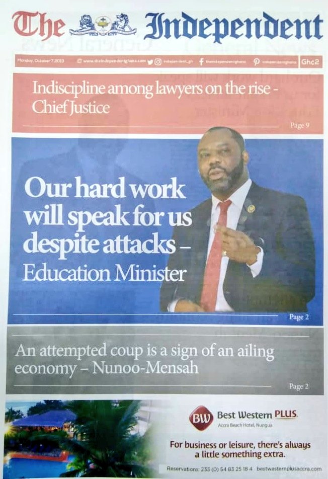 Newspaper headlines: Monday, October 7, 2019