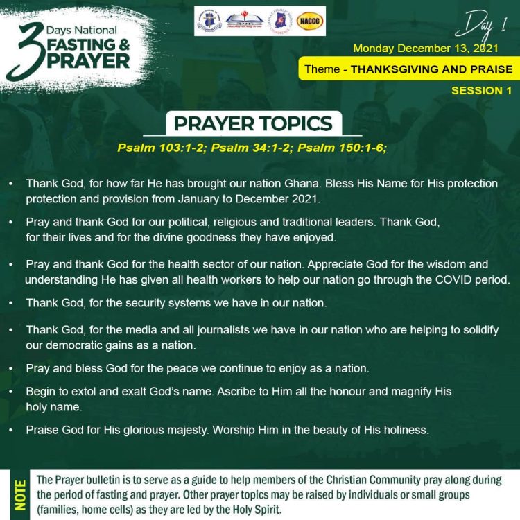 Christian leaders declare 3-day prayer and fasting for national peace ...