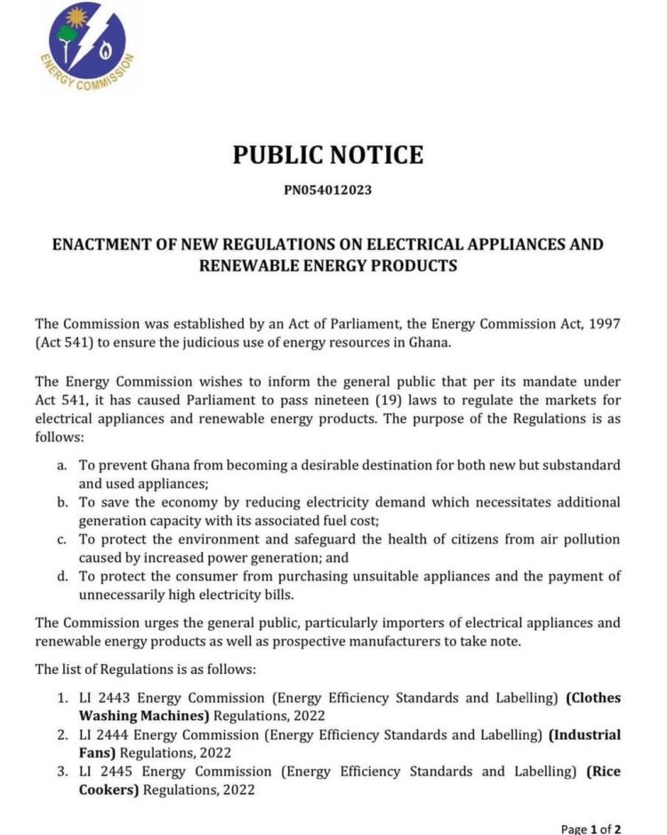 Energy Commission bans importation of substandard appliances - Plan B ...