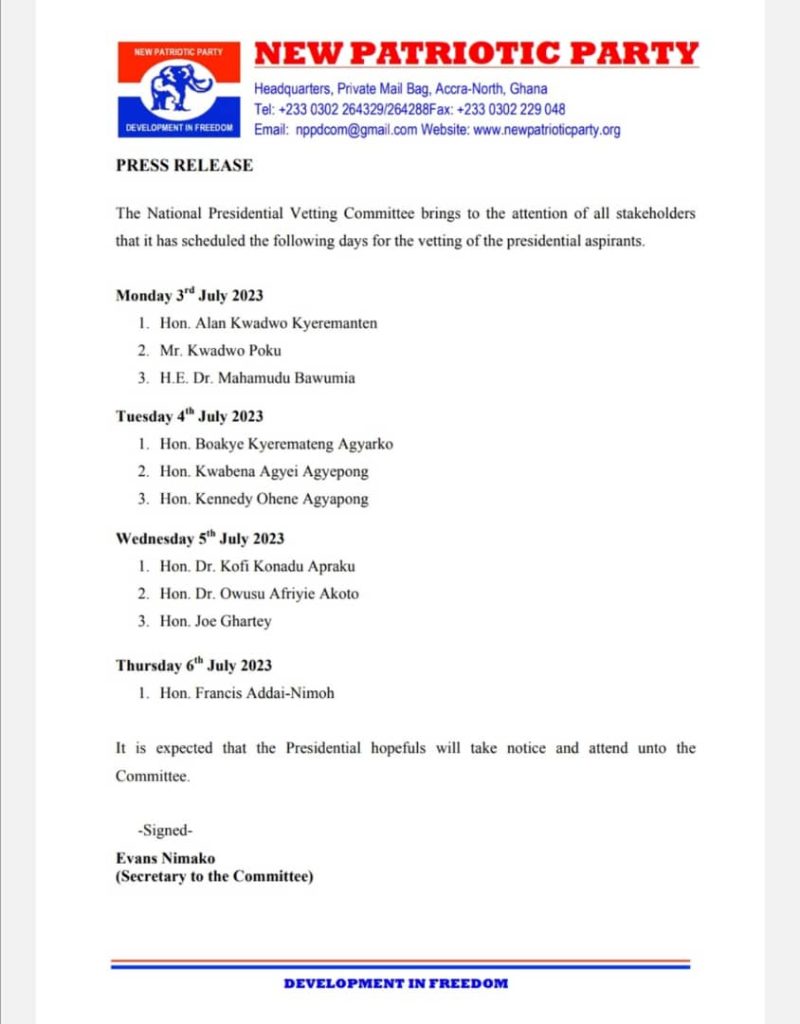 NPP presidential race: Bawumia, Alan to be vetted today