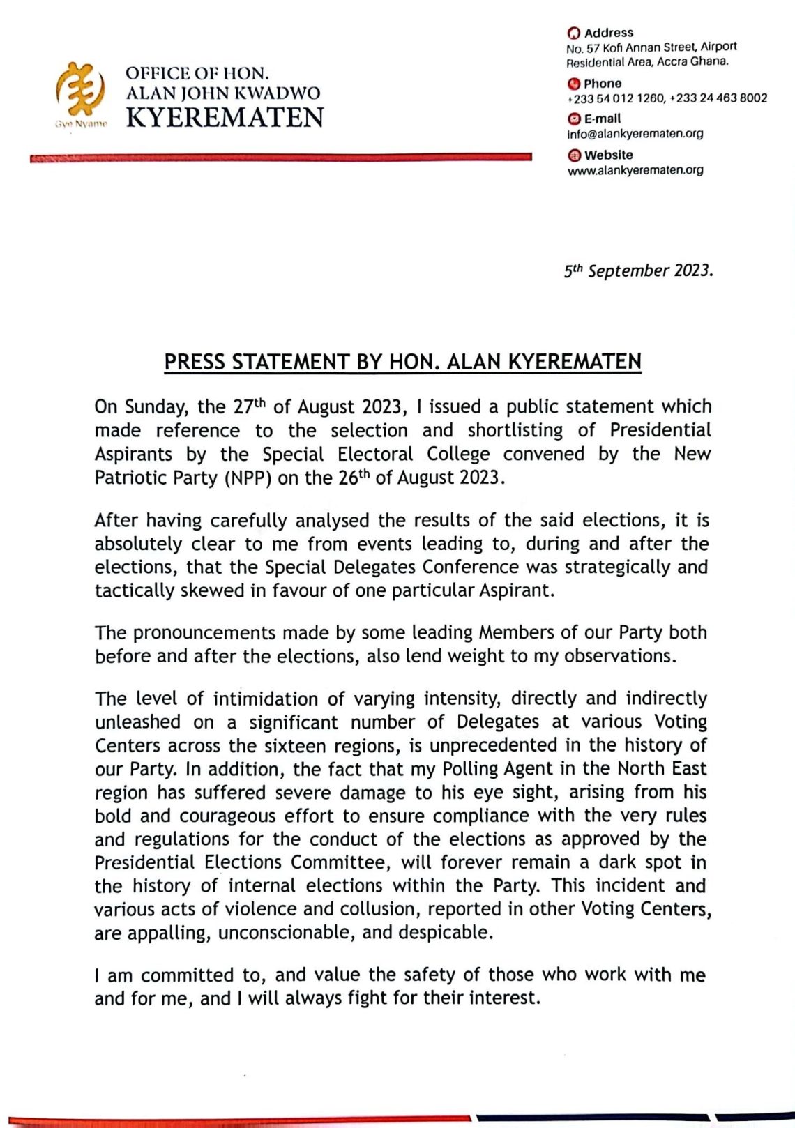 Alan Kyerematen withdraws from NPP flagbearership race