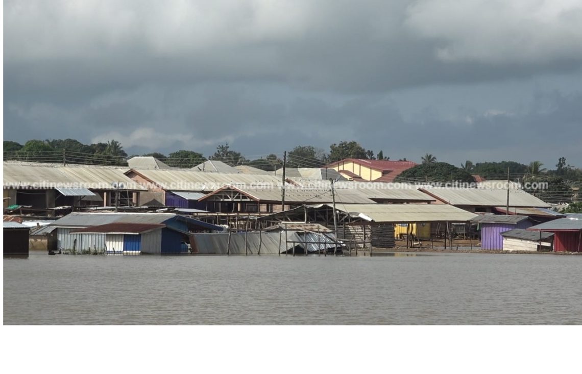 Dambai market, shops, houses submerged by River Oti