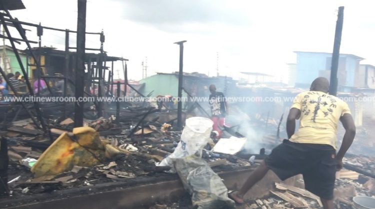 Fire destroys structures behind Arts Centre in Accra
