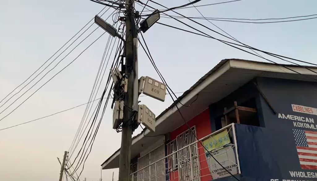 Overloaded power pole sparks fire in Accra Newtown