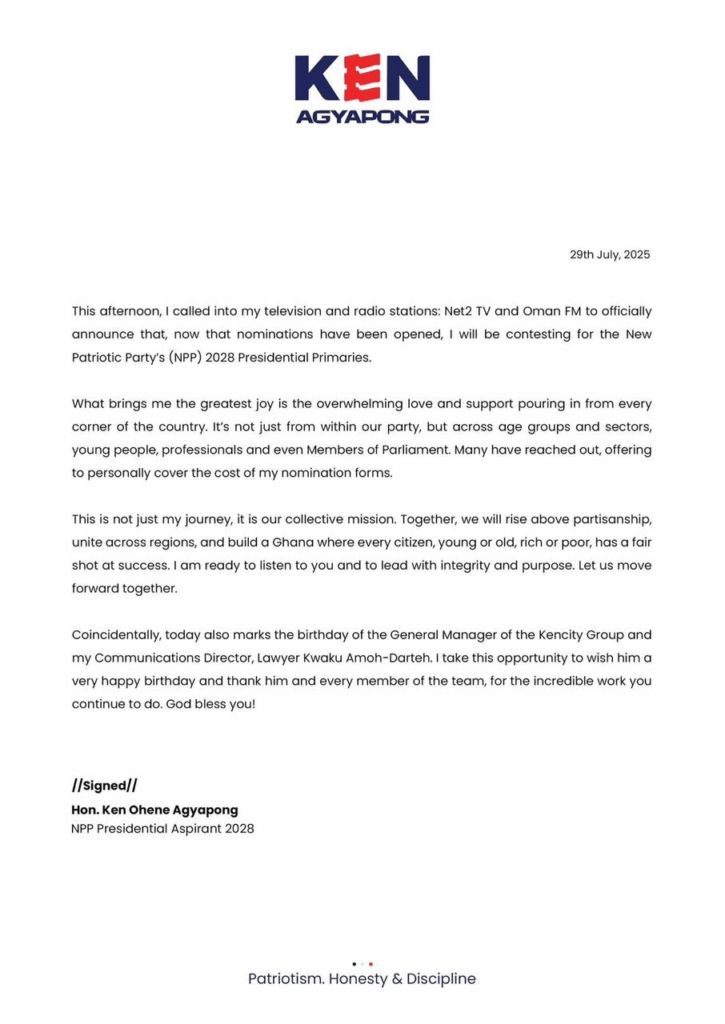 Ken Agyapong officially declares intent to contest NPP Presidential ...