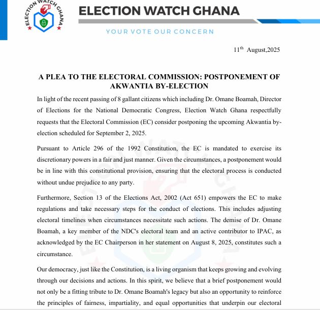 Helicopter crash: Postpone Akwatia by-election - Election Watch to EC