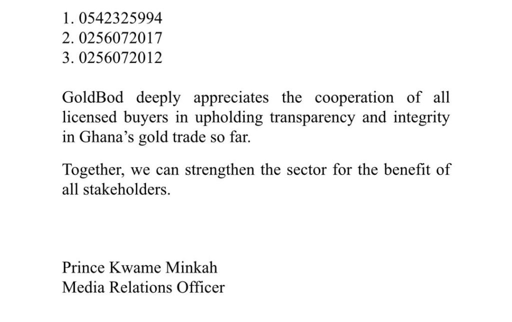 GoldBod enforces mandatory receipts for gold buyers